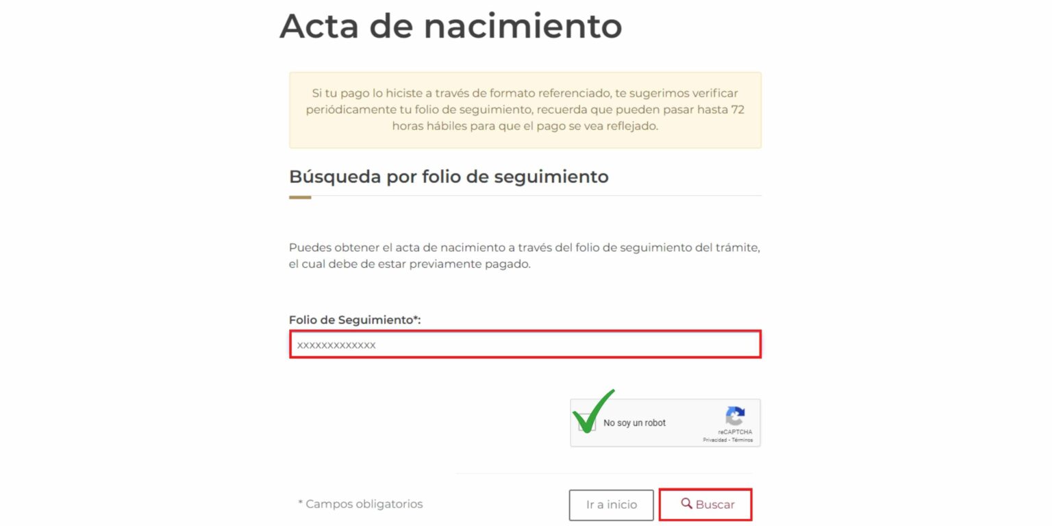 Folio acta de nacimiento ️INFO acerca de este apartado