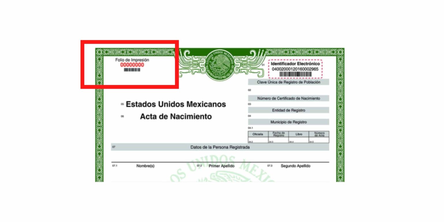 Folio acta de nacimiento ️INFO acerca de este apartado